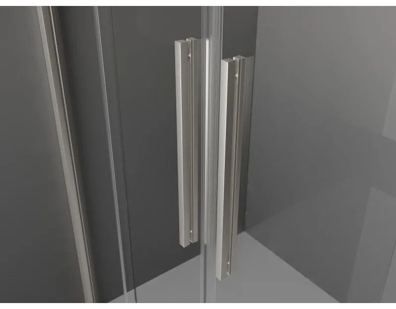 Mexen Velar Duo, posuvné sprchové dveře do otvoru 170 cm, 8mm šedé sklo, broušená ocel, 871-170-000-42-97