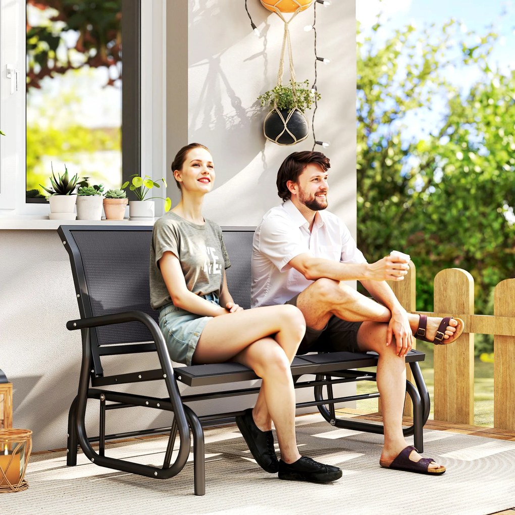 Houpací křeslo Outsunny 2místná zahradní houpací lavice kovová lavice, šedá, zahradní nábytek 120 x 70 x 85 cm pro hodiny relaxace | Aosom.de