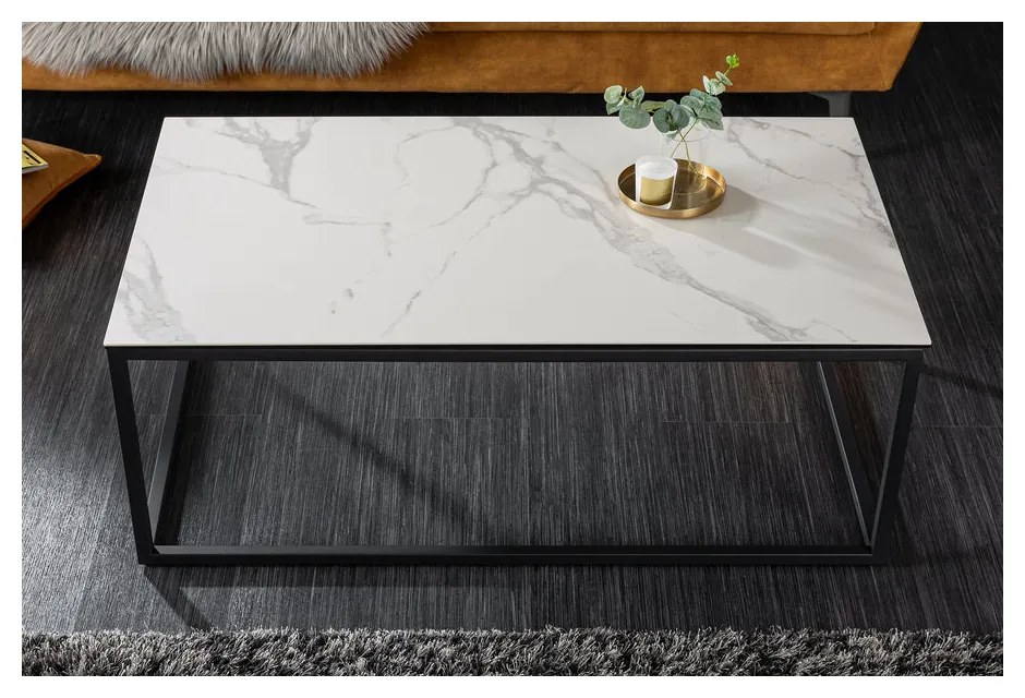 Massive home | Konferenční stolek SYMBIOSE WHITE MRAMOR 100 CM keramika