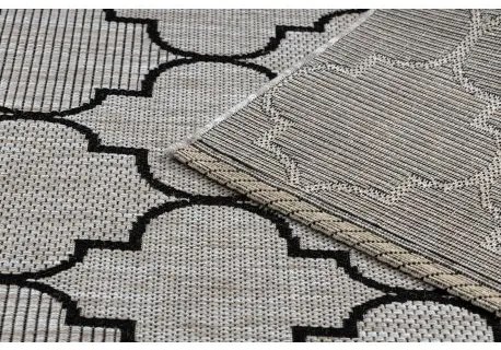 Dywany Luszczow Kusový koberec SIZAL FLOORLUX 20607 Marocká mřížka stříbrný / Černá Rozměr koberce: 140 x 200 cm