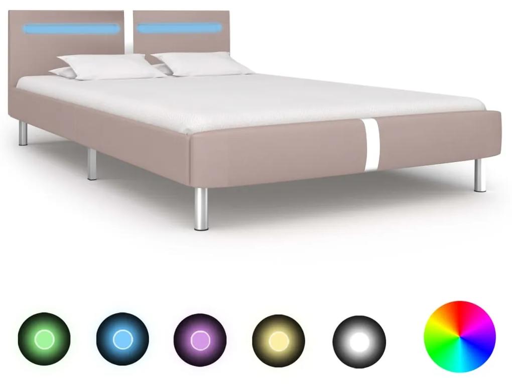 280862 vidaXL Rám postele s LED cappuccino umělá kůže 120 x 200 cm