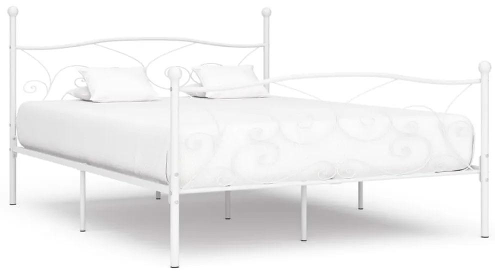 Petromila Rám postele s laťkovým roštem bílý kov 200 x 200 cm