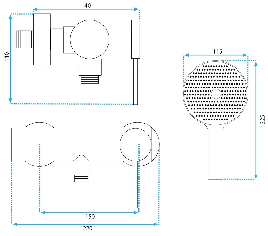Rea Foss, sprchová baterie s ruční sprchovou soupravou, měděná matná, REA-B9636