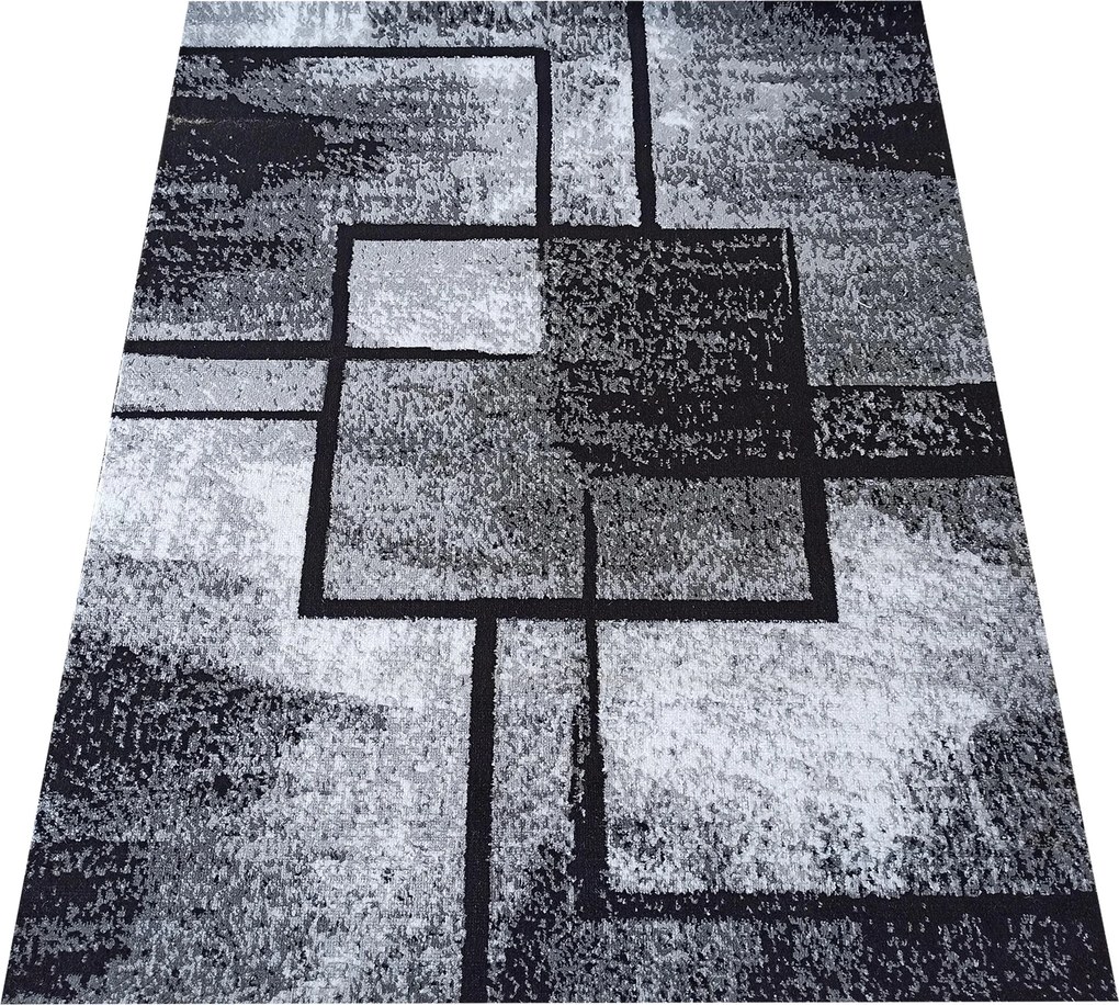 DY Šedočerný koberec s geometrickým vzorem Soho 16 Rozměr: 120x170 cm