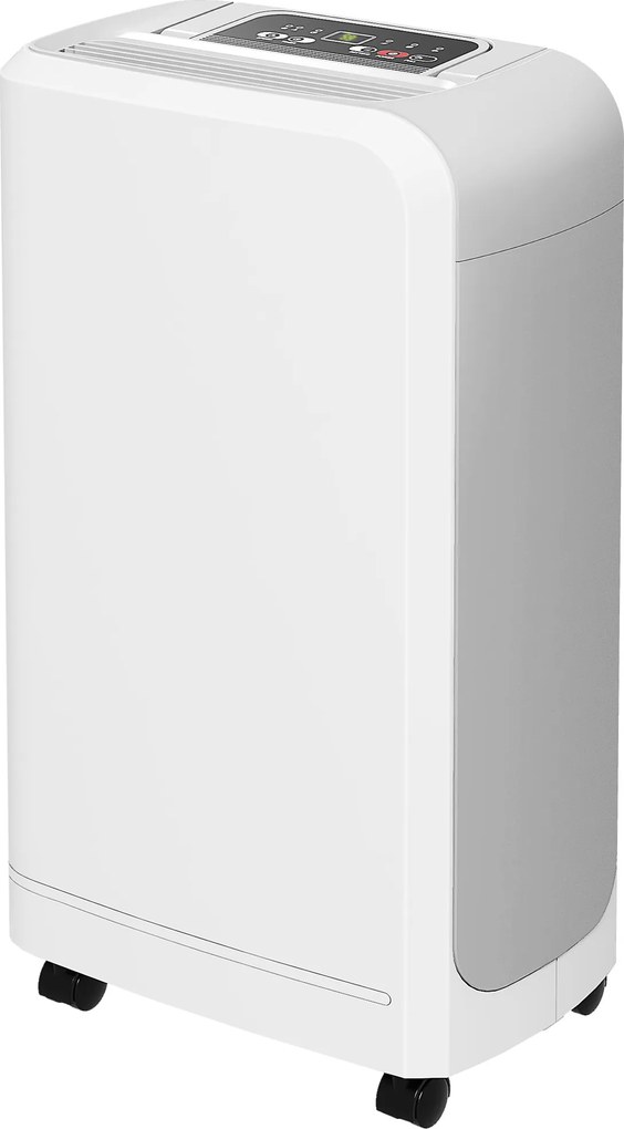 HOMCOM Přenosný dotykový odvlhčovač 12 l s odtokovou hadicí, časovačem a filtrem, z ABS, 28x18x50,6 cm, bílá
