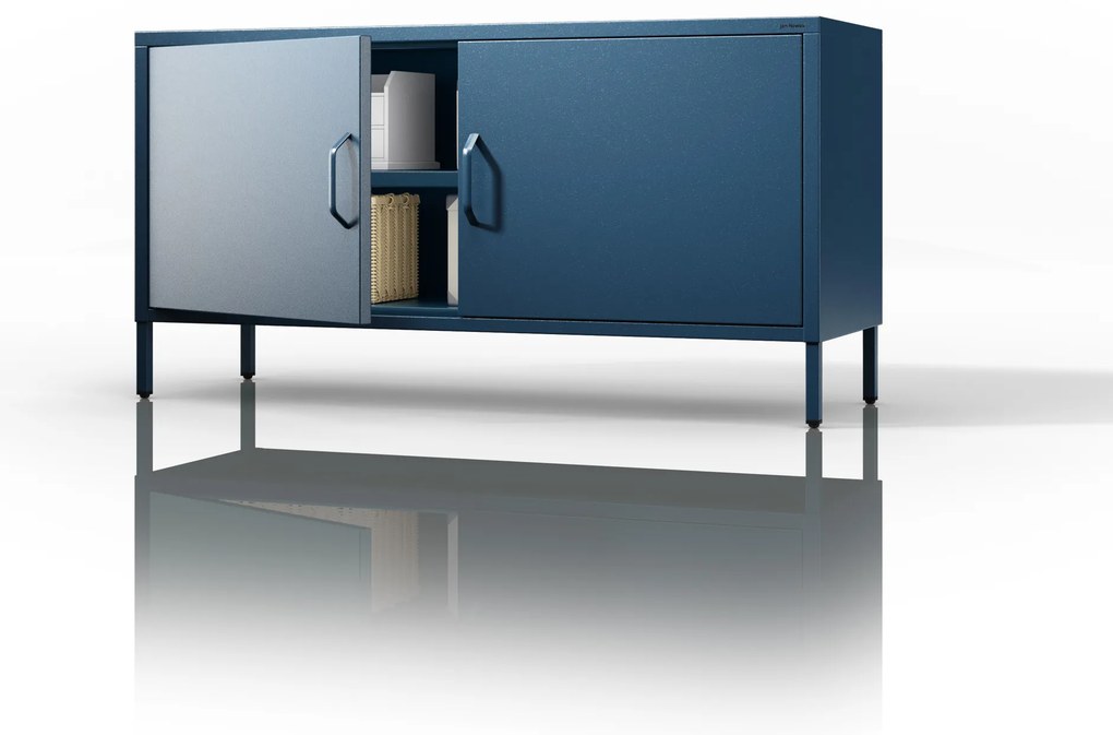TV skříňka kovová na nožičkách námořnická modrá, 1150x595x400 mm: ROSA Modern
