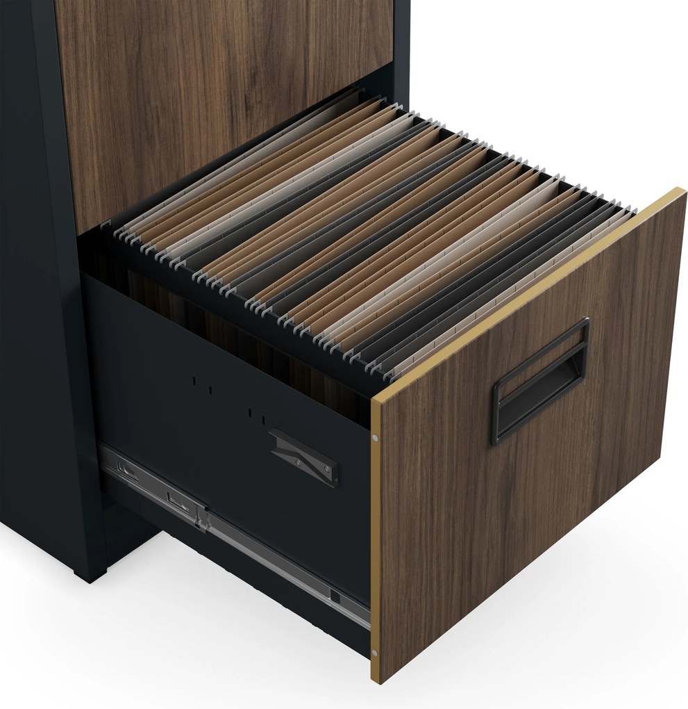 Kovová kartotéková skříň se 4 zásuvkami, antracit/ořech, 460x1320x620 mm: SARA Eco Design