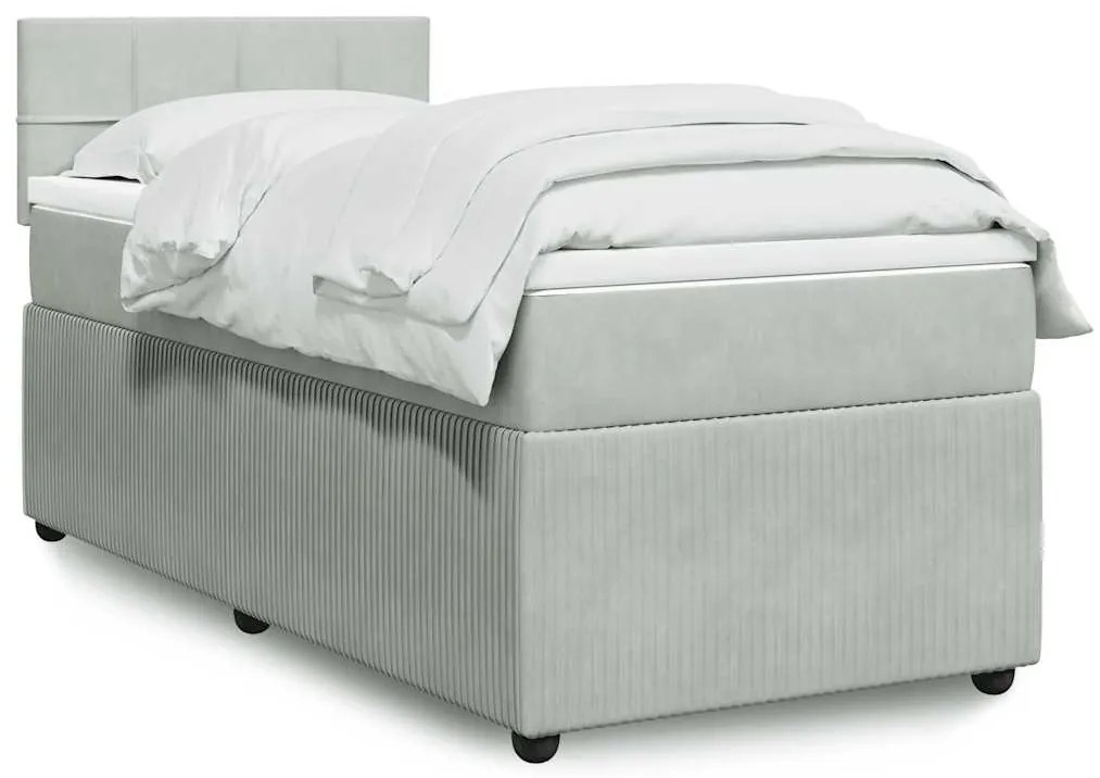 Box spring postel s matrací světle šedá 80 x 200 cm samet 3289890
