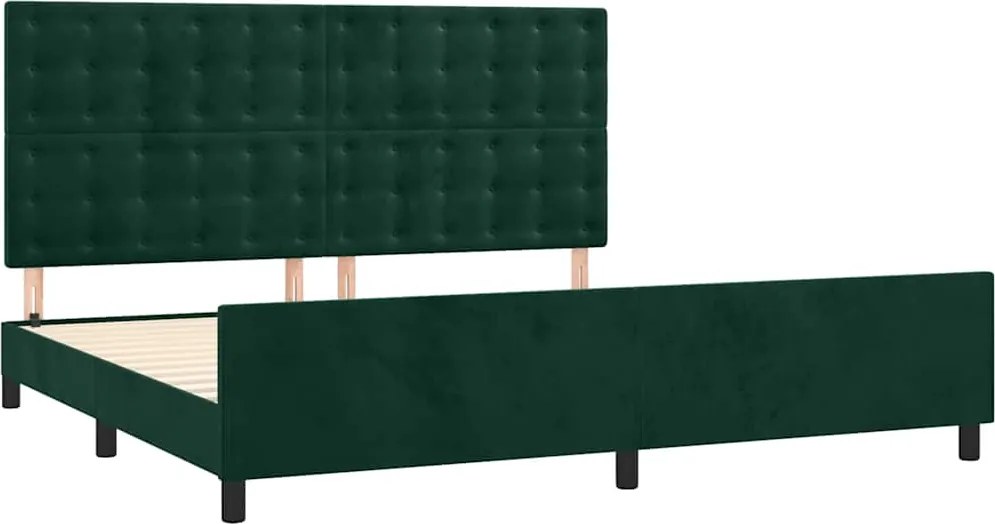 Rám postele bez matrace tmavě zelená 200 x 200 cm samet 3126022