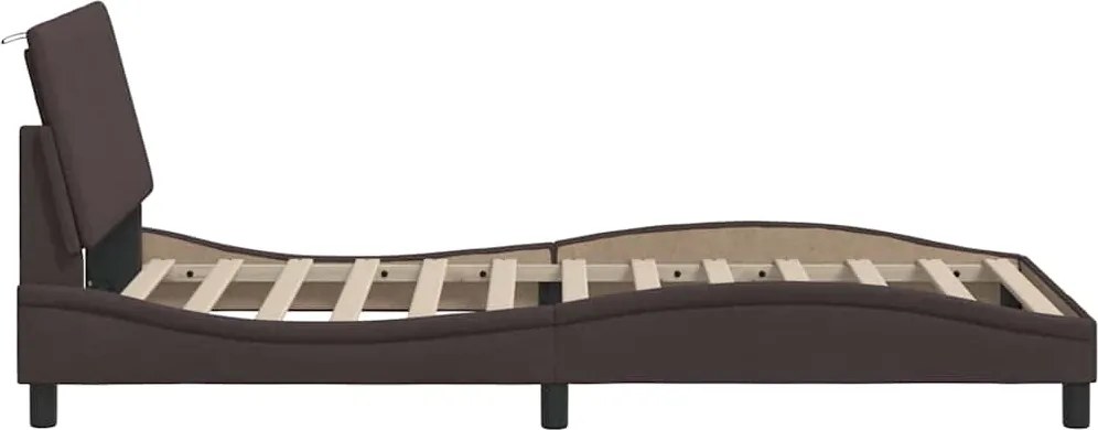 Rám postele bez matrace Hanko tmavě hnědá 100 x 200 cm textil 3310443