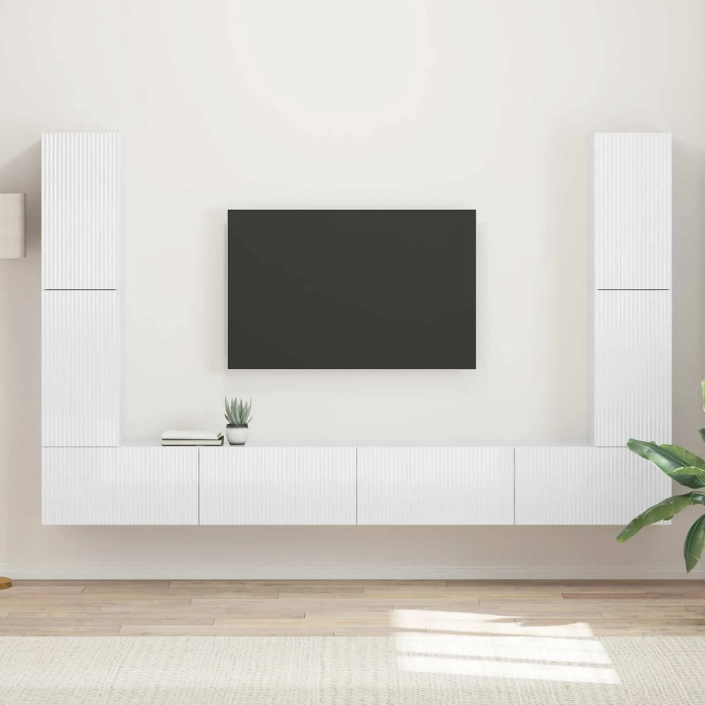 Sestava TV skříněk 8 ks Vysoce lesklá bílá Kompozitní dřevo 3409136