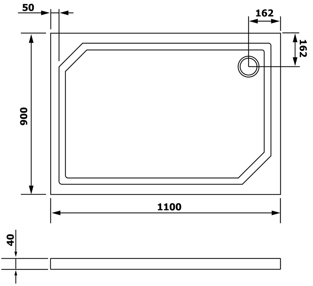 GELCO - SARA sprchová vanička z litého mramoru, obdélník 110x90x4cm, hladká, HS11090