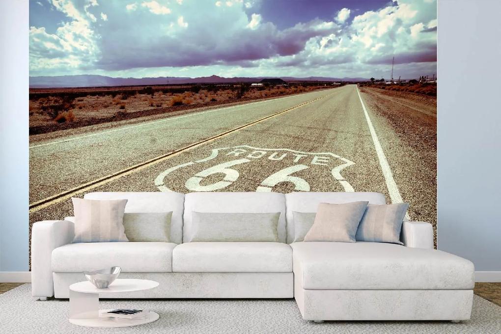 DIMEX | Vliesová fototapeta Slavná Route 66 MS-5-2857 | 375 x 250 cm | modrá, bílá, šedá