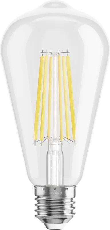 Mexen Vintis, LED filamentová žárovka E27, ST64, 10 W, studená bílá 6500K, čirá, L152-E27-1065-00