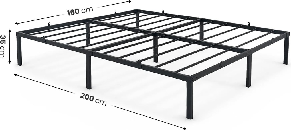 Skládací kovový rám postele Lowa 160x200 černý