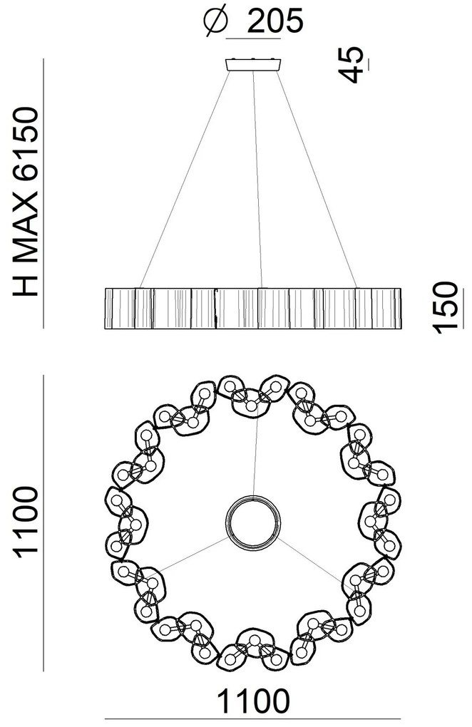 Stilnovo 8686 Honey_PR, designové závěsné svítidlo, 105W LED 2700K stmívatelné, prům. 110cm