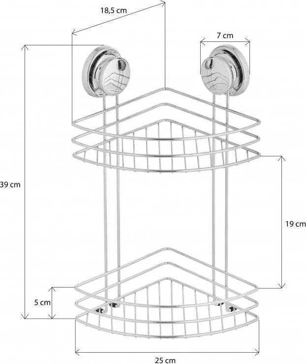 Erga Gavi, rohová koupelnová dvojitá polička, chromová, ERG-YKA-CH.GAVI-KN2