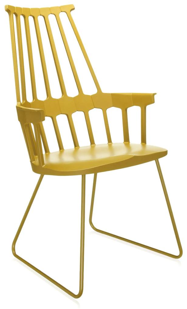 Kartell - Židle Comback Sled Base, žlutá