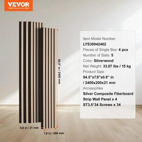 dřevěné lamelové akustické panely 20,1 × 240 cm