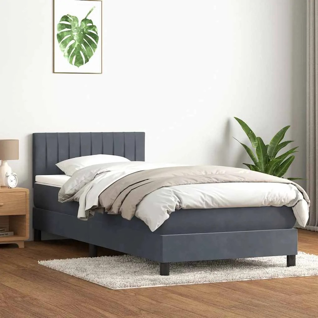 Box spring postel s matrací tmavě šedá 80x220 cm samet 3316426
