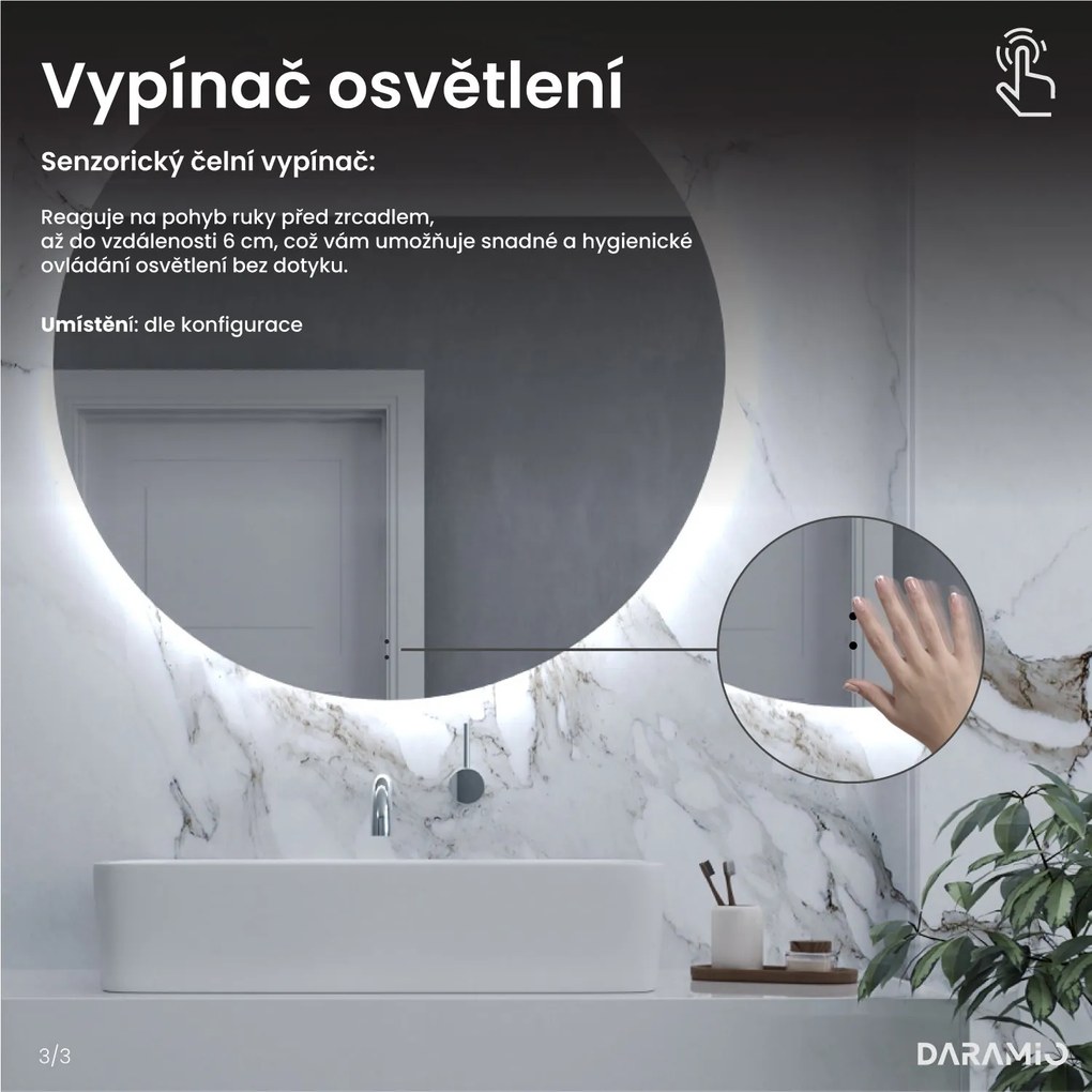 Obloukové zrcadlo do koupelny s LED osvětlením G9