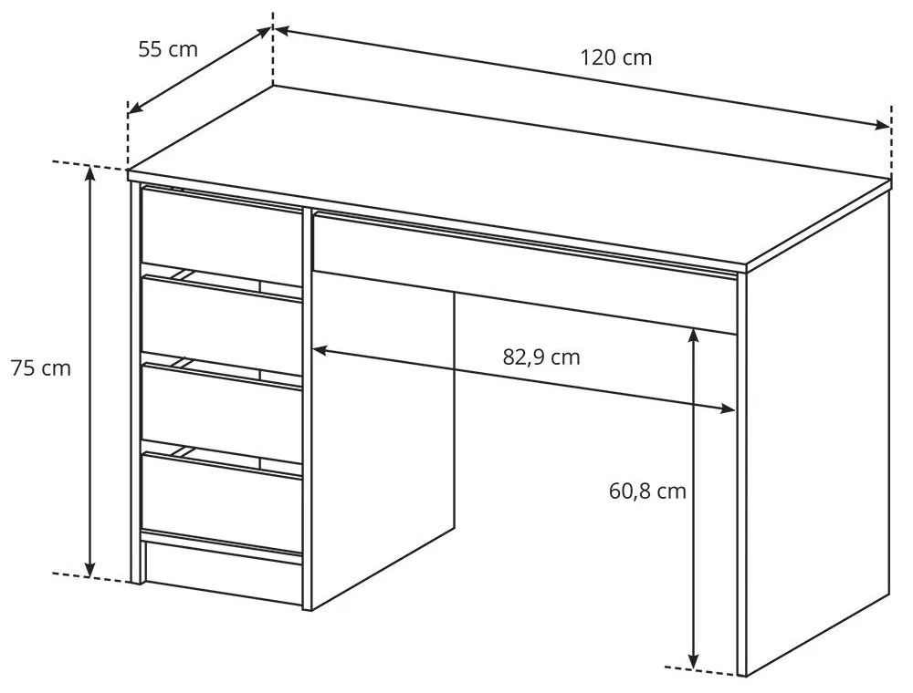 Psací stůl ADA | 120 cm | UNI provedení | antracit