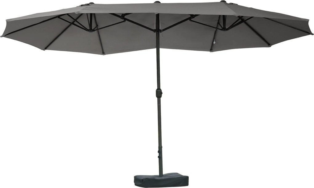Outsunny Dvojitý slunečník 455 x 265 cm, sluneční stínění s UV ochranou a kličkou, balkonový slunečník, plážový slunečník, větruodolný slunečník pro o