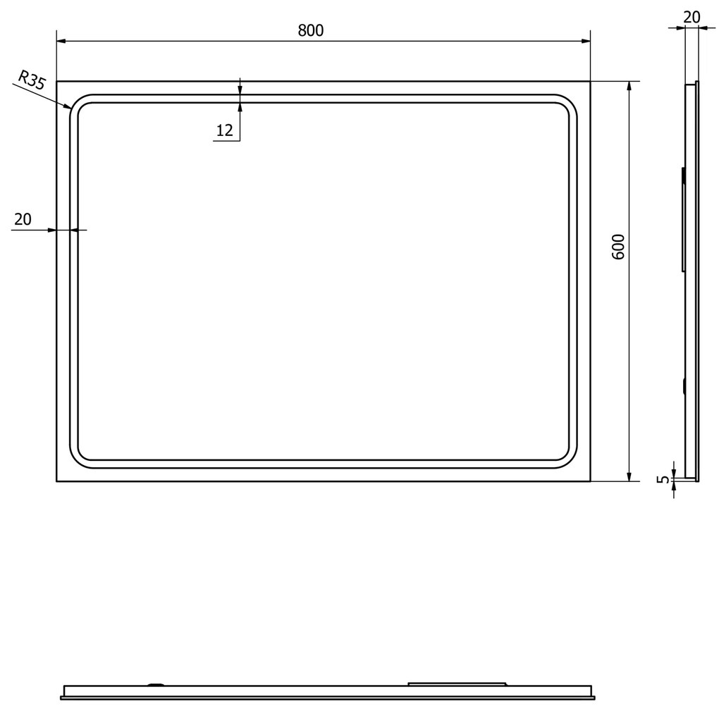 Sapho, GEMINI LED podsvícené zrcadlo 600x800mm, GM060