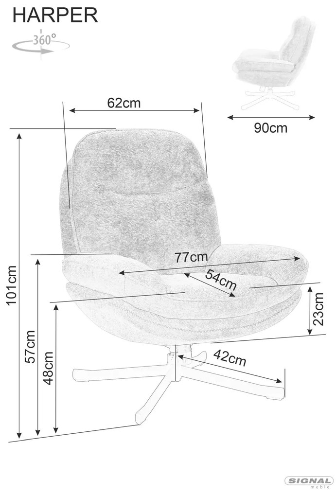 Otočné křeslo Harper šedé