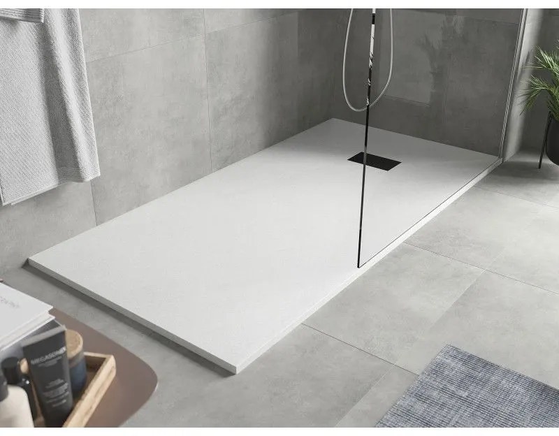 Mexen Hugo, obdélníková sprchová vanička SMC 170 x 80 cm, bílá, černá krytka, 42108017-B