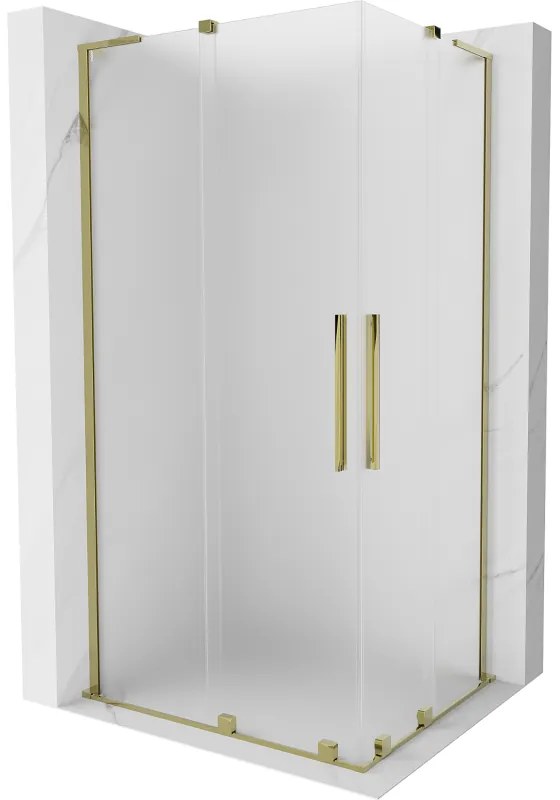 Mexen Velar L Duo, sprchový kout s posuvnými dveřmi 100 x 90 cm, 8mm sklo námraza, zlatá lesklá, 871-100-090-02-33-50