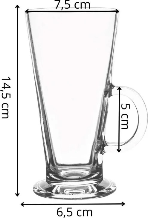Skleněný hrnek na kávu 280 ml SPRINGOS MOKA sada 6 ks