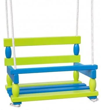 Teddies Houpačka dřevo modro-zelená 40x30cm nosnost 80kg