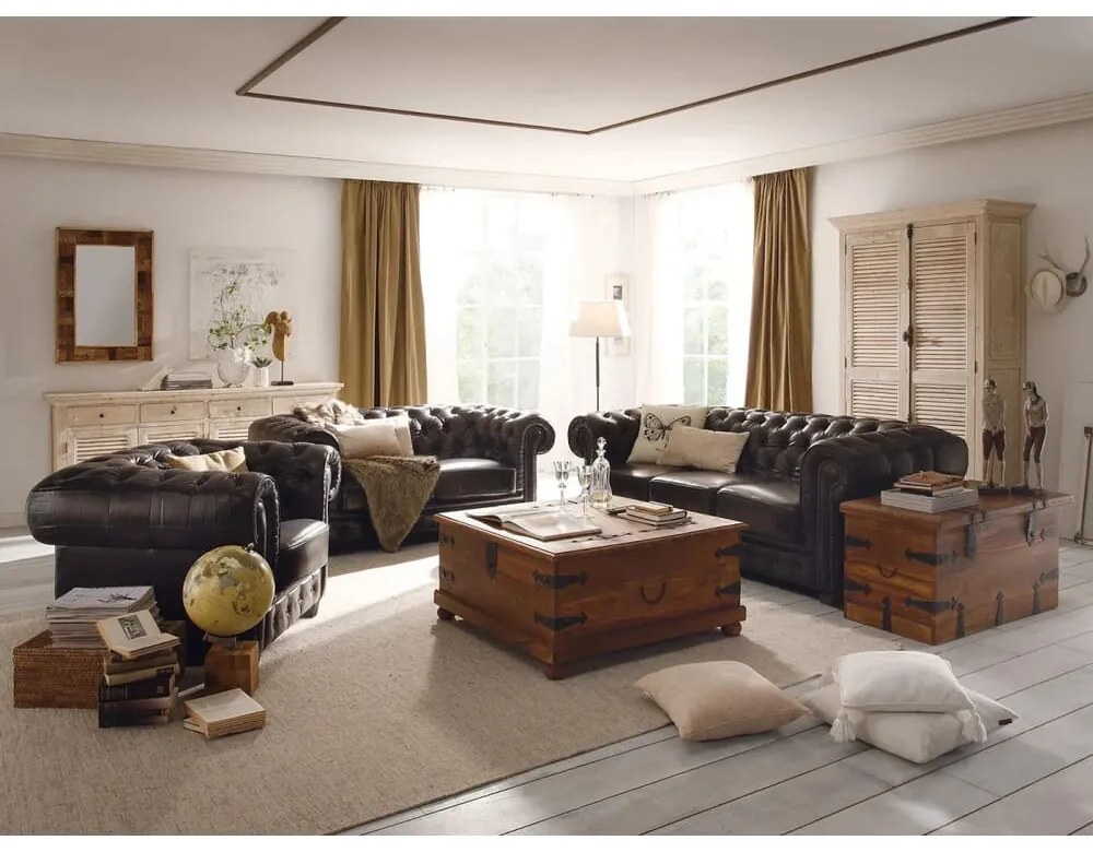 Massive home | Luxusní sedací souprava Chesterfield z pravé kůže - hnědá