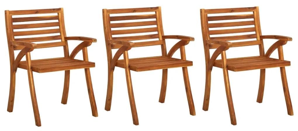 Zahradní jídelní židle s poduškami 3 ks masivní akáciové dřevo,  3060811