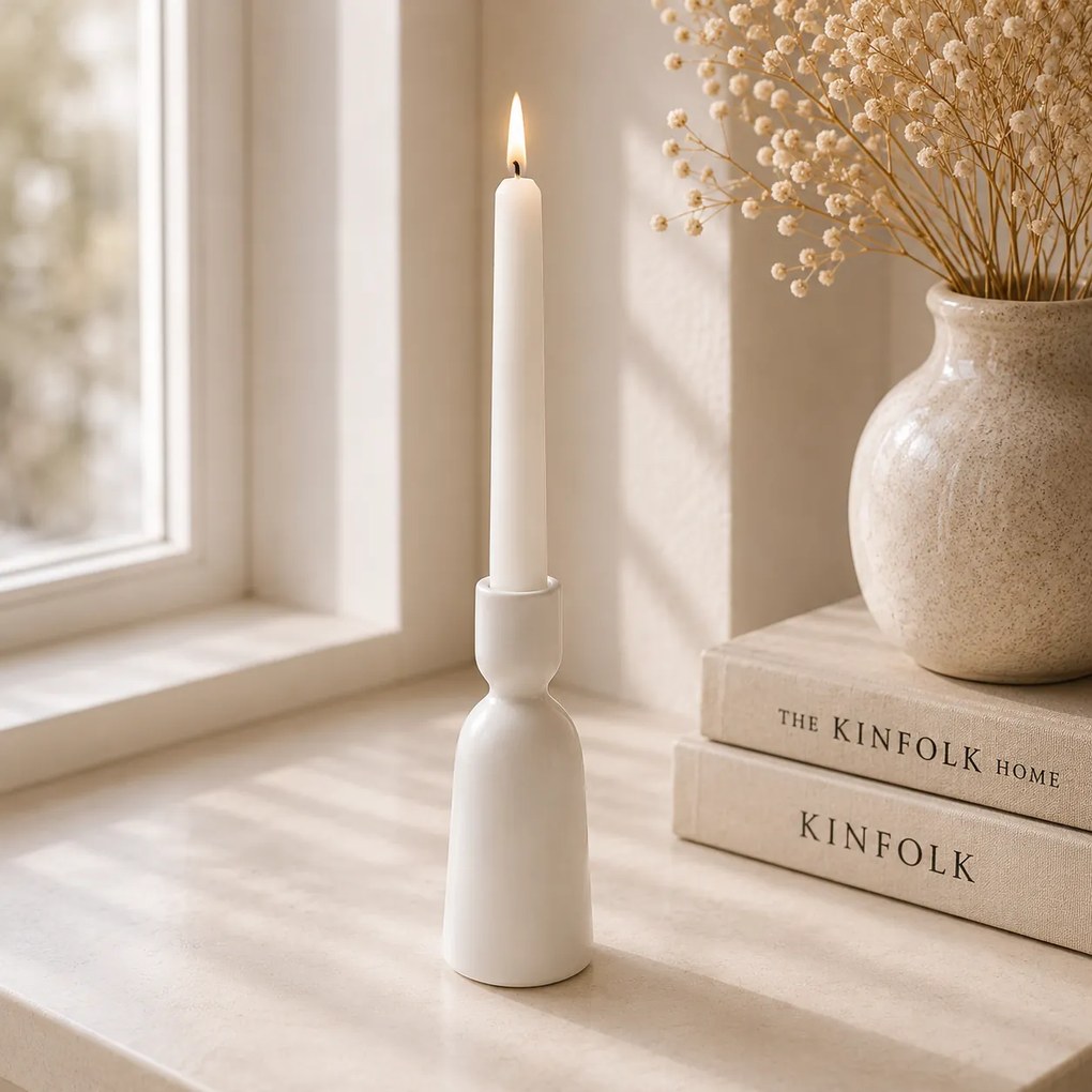 Porcelánový svícen 13 cm bílá