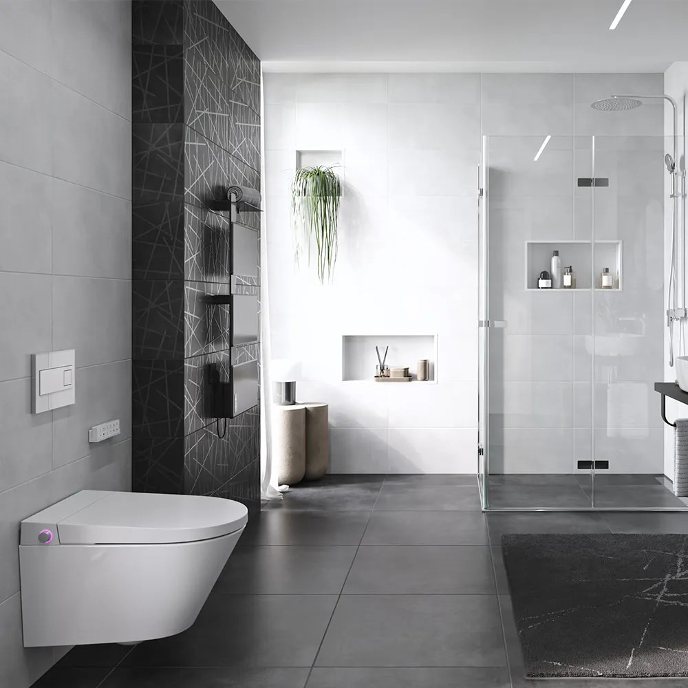 Mereo, Mereo WC s integrovaným elektronickým bidetem, RIMLESS, 592x380x430 cm, keramické, vč. sedátka, MER-VSD110S2