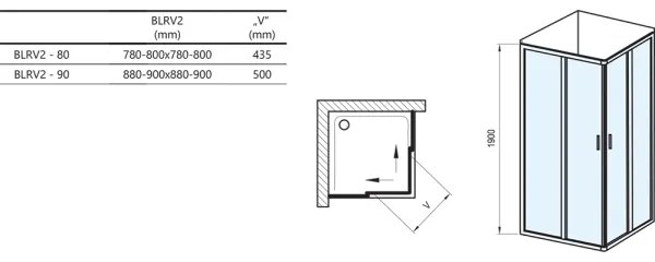Ravak 1LV40100ZG - Sprchový kout čtyřdílný rohový BLIX 80x80 cm bílá
