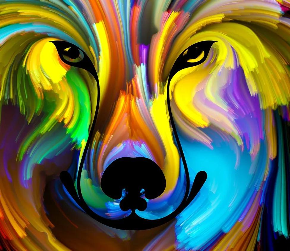 Obraz barevný vlk Velikost (šířka x výška): 60x40 cm