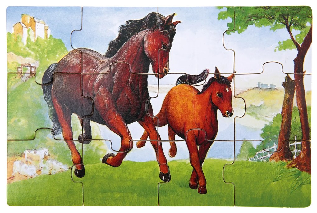 Bino Dřevěné puzzle v krabičce zvířátka