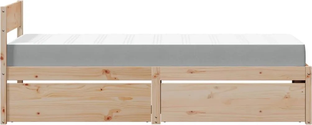 Postel se zásuvkami a matrací 90 x 190 cm masivní borovice 3281919