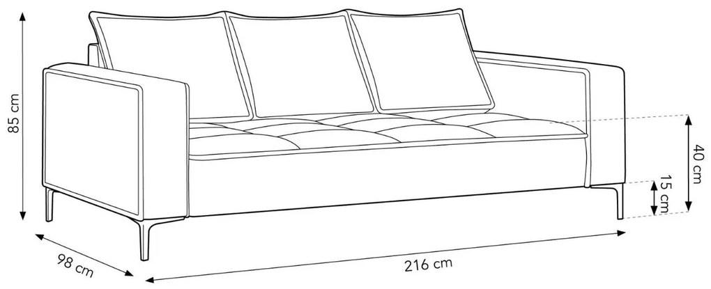 Béžová látková trojmístná pohovka MICADONI MARRAM 216 cm s černou podnoží