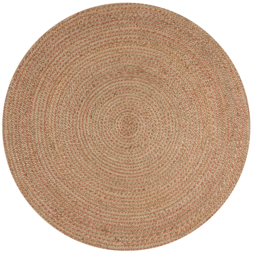 Flair Rugs, Kusový koberec Capri Jute Natural/Coral kruh, 180x180 (průměr) kruh, béžová, chodba / předsíň