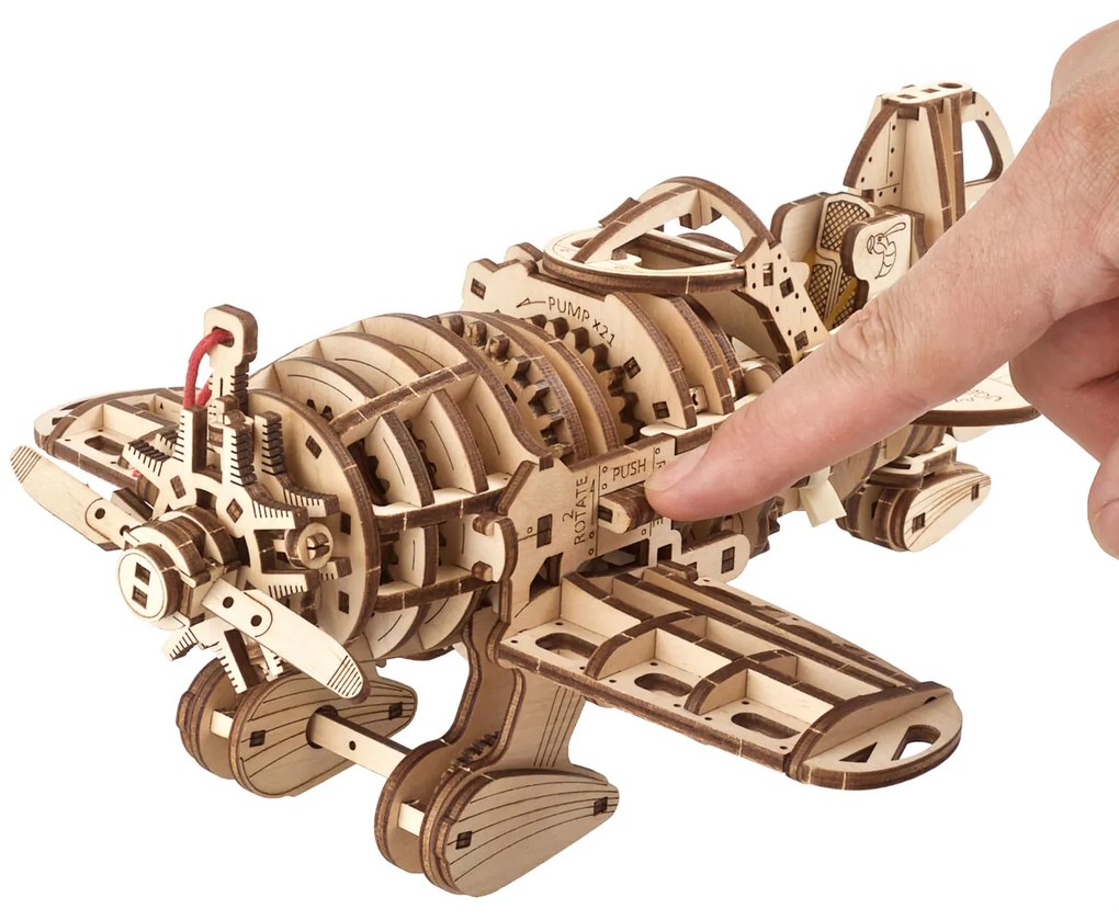 Ugears 3D dřevěné mechanické puzzle Letadlo Mad Hornet