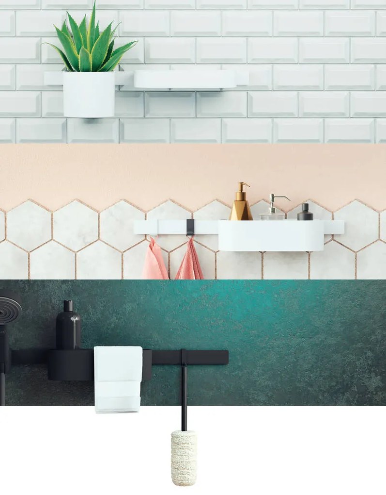 Hansgrohe WallStoris, sada sprchové hlavice 105, 3 proudy, termostatu a koupelnových doplňků, černá matná, 24250670