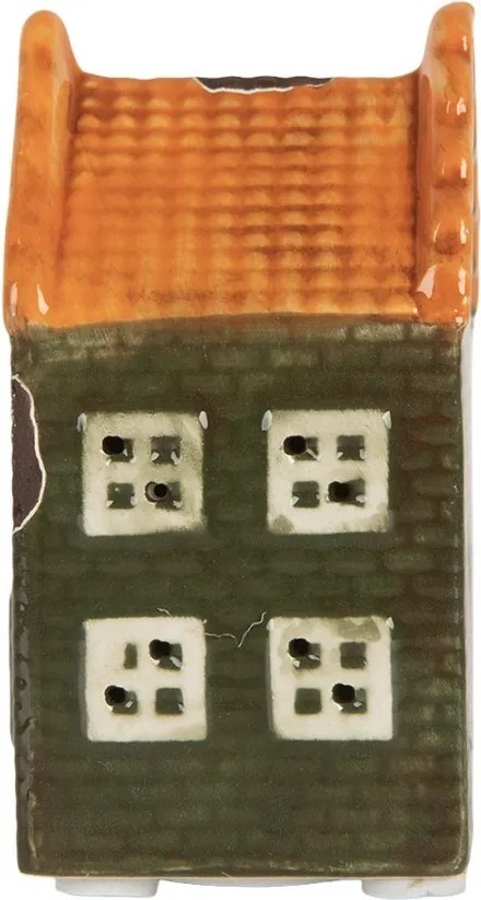 Zelený keramický LED domek Lamont - 4*4*8 cm