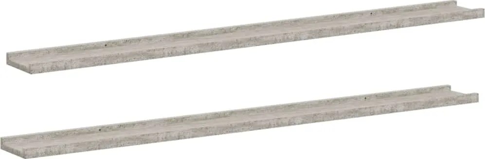 Nástěnné police 2 ks betonově šedé 115 x 9 x 3 cm 326703