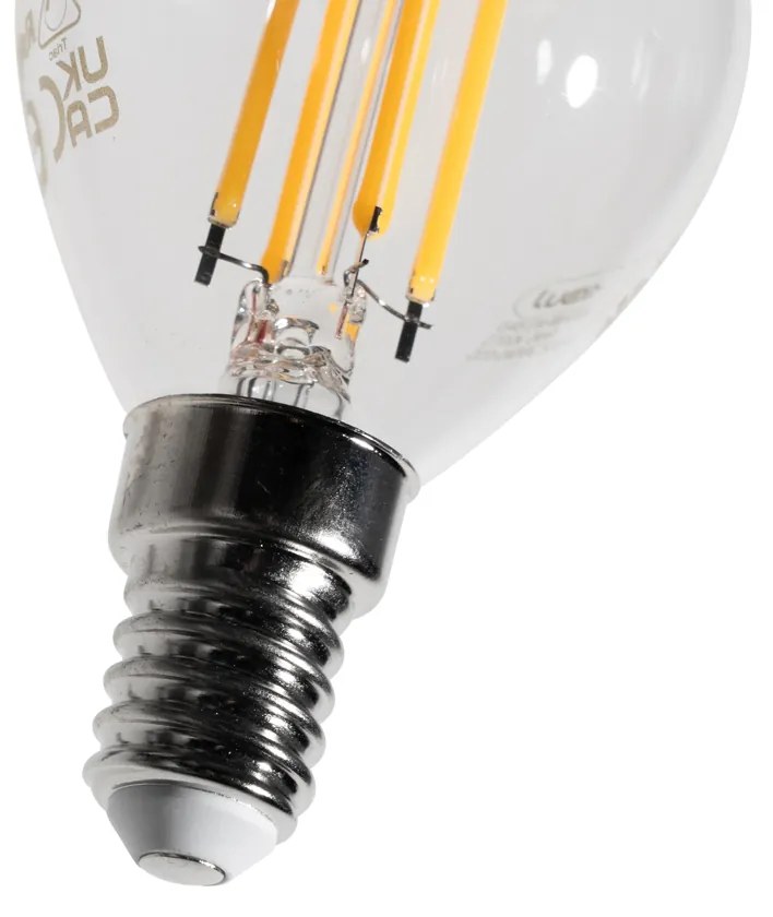 Sada 5 stmívatelných LED žárovek E14 Filament G45 čirá 4W 470 lm 2700K