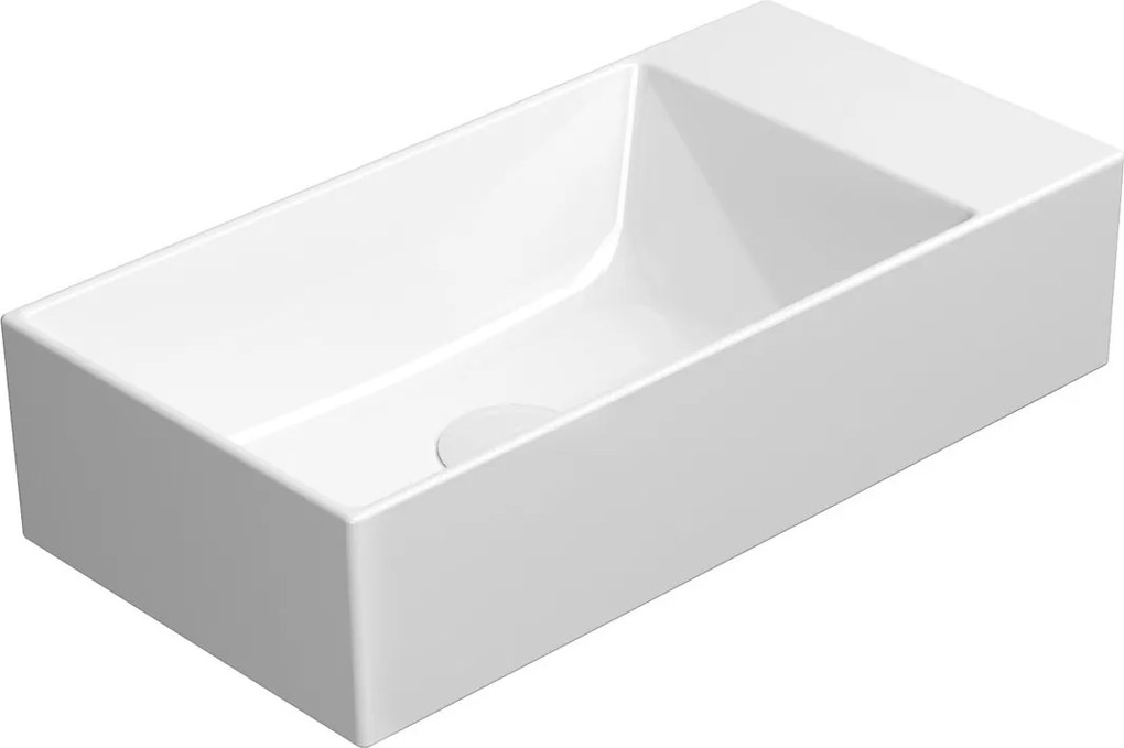 GSI Sapho, KUBE X keramické umyvadlo 50x25 cm, pravé/levé, BEZ OTVORU, bílá ExtraGlaze