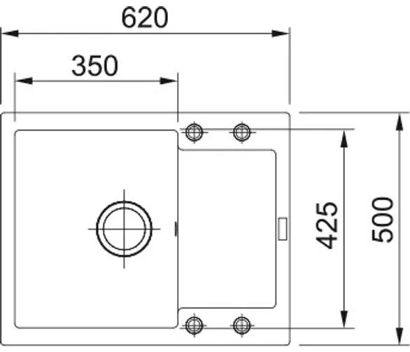 Franke Maris MRG611-62 Granitový dřez s odkapem oboustranné provedení, 62x50cm, černá mat, 114.0637.573